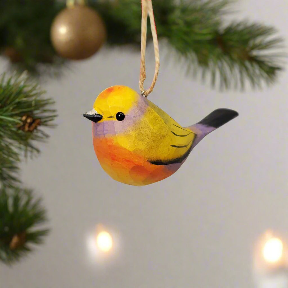 Hand-Carved White-browed Tit-warbler Ornament | Basswood – PAINTEDBIRD.SHOP